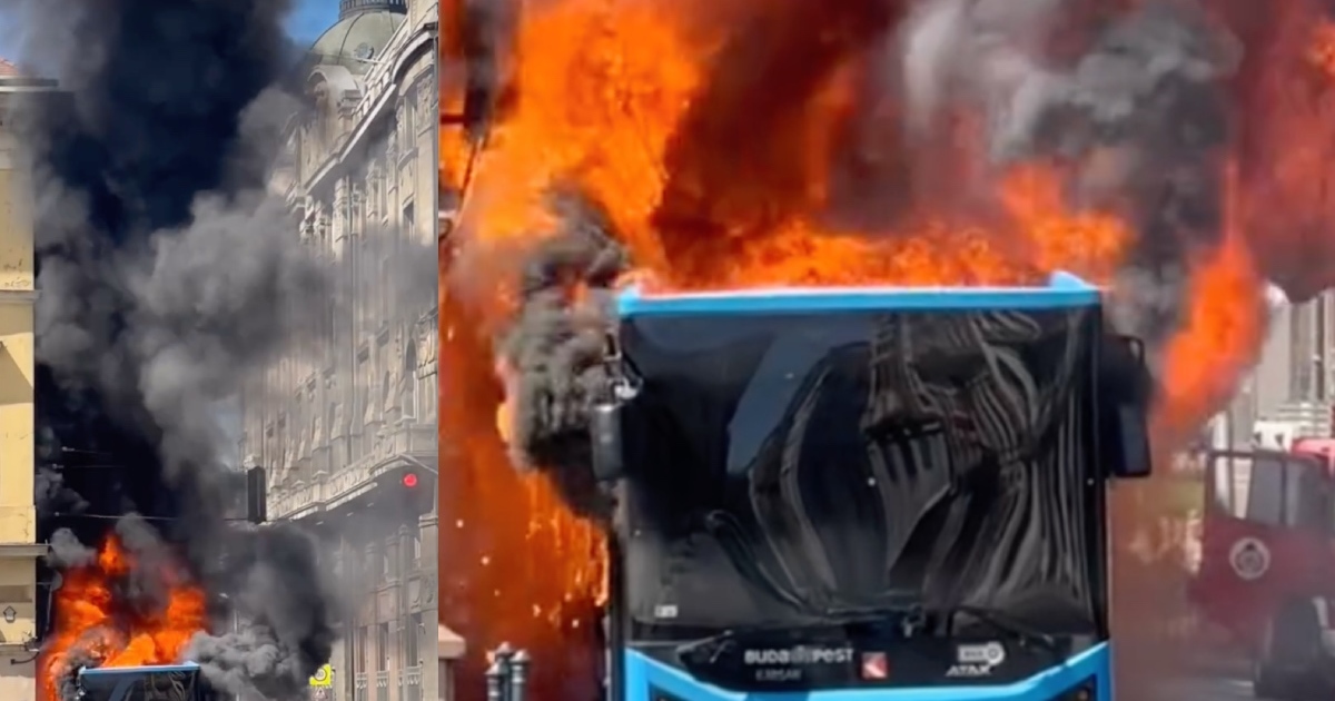 Hatalmas lánggal égett egy várbusz Budapest belvárosában (Videó ...